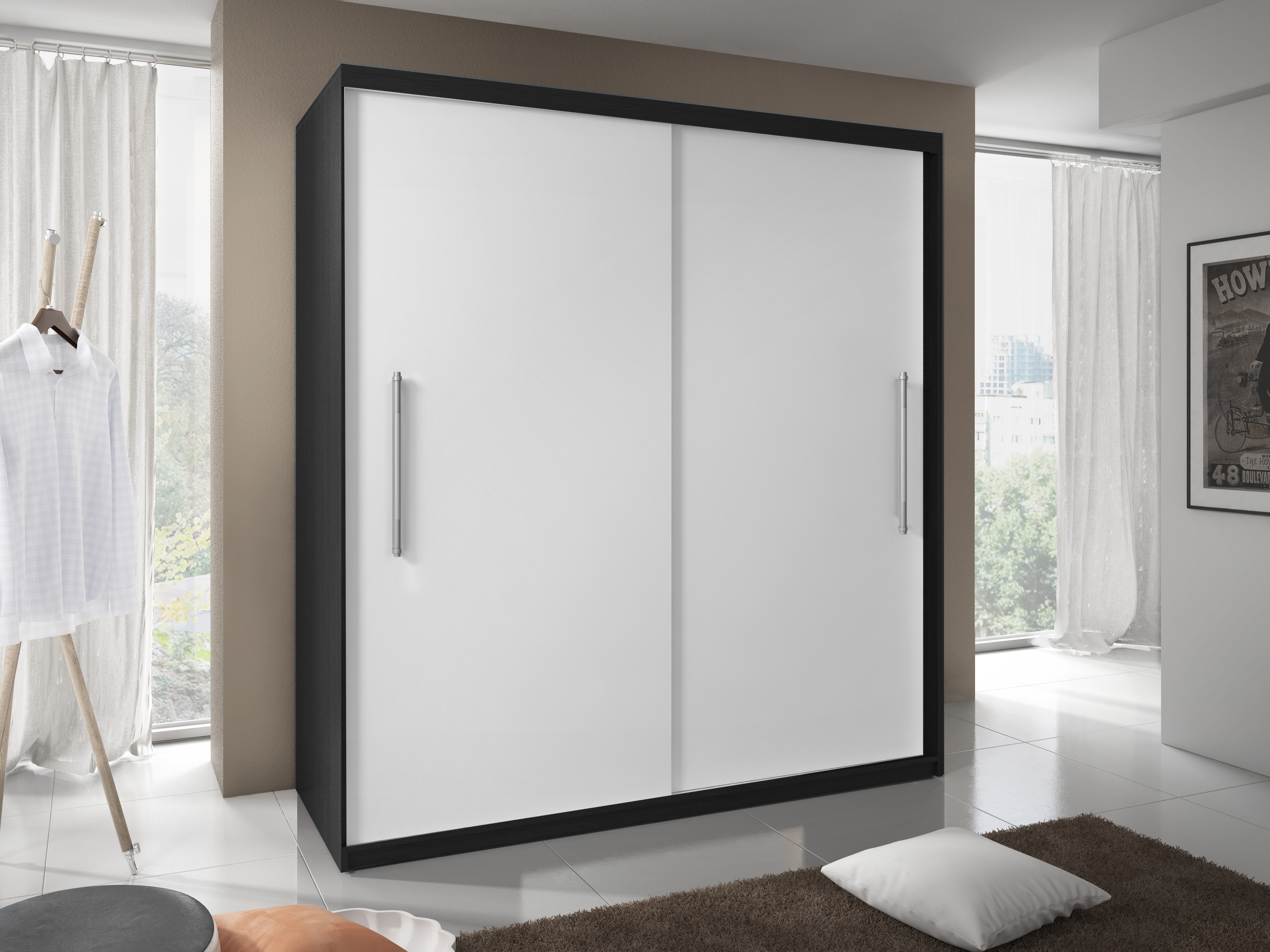 Dressing RADU, 204 x 218 x 58 cm / alb + negru - eMAG.ro