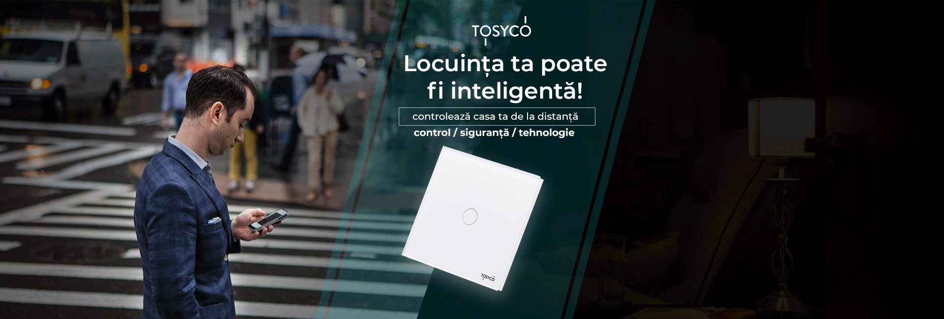 Intrerupator simplu wireless cu touch Tosyco din sticla, Gold - eMAG.ro