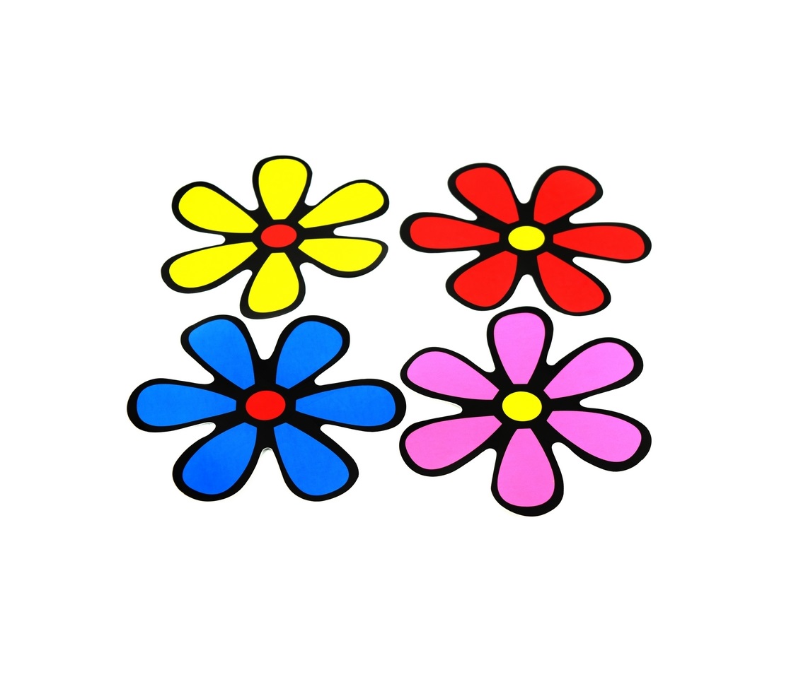 Set 4 Stickere auto IDL Rainbow Flowers, Design tip FLORICELE Asortate ...