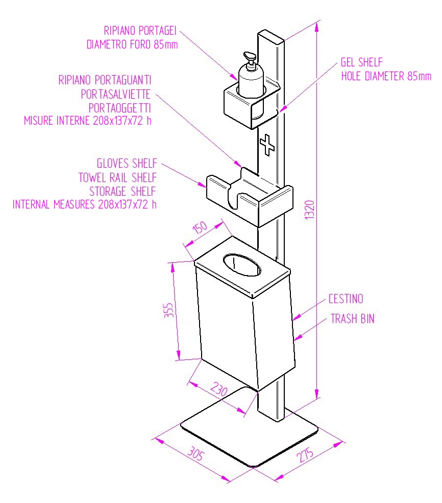 Suport stand, pentru dispenser dezinfectant, manusi, masti de protectie ...