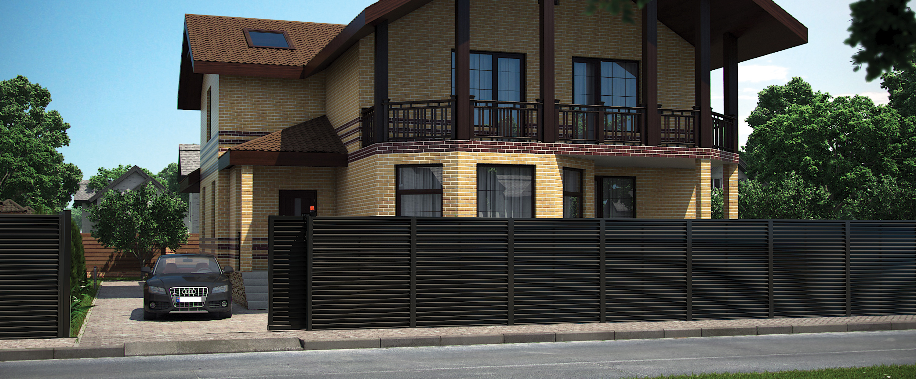 Panou gard modern jaluzea, 100% aluminium, Gri antracit RAL 7016 ...