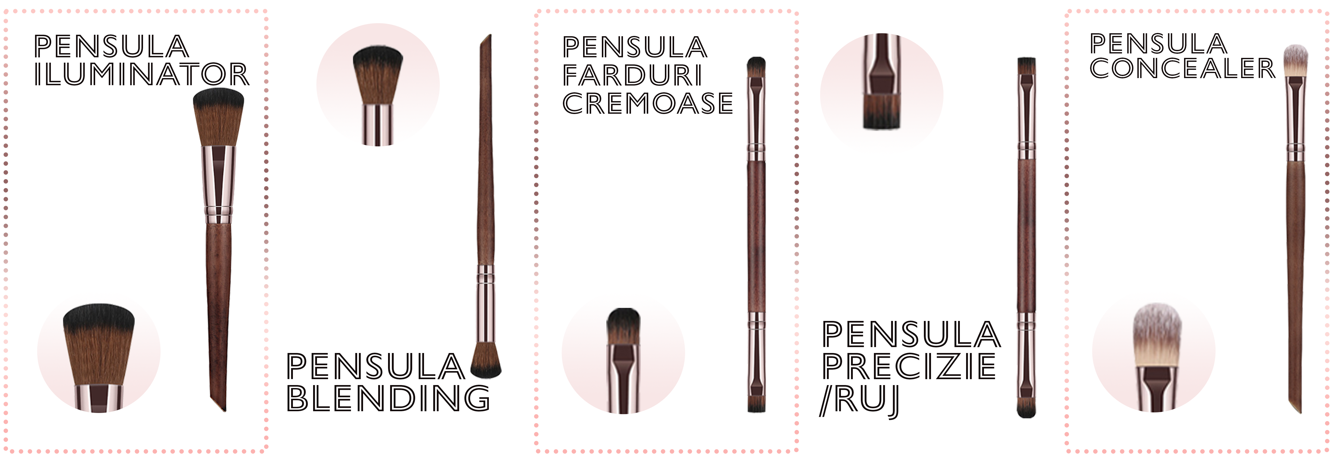 Set 11 pensule machiaj, Judios®, maner lemn, makeup profesional ...