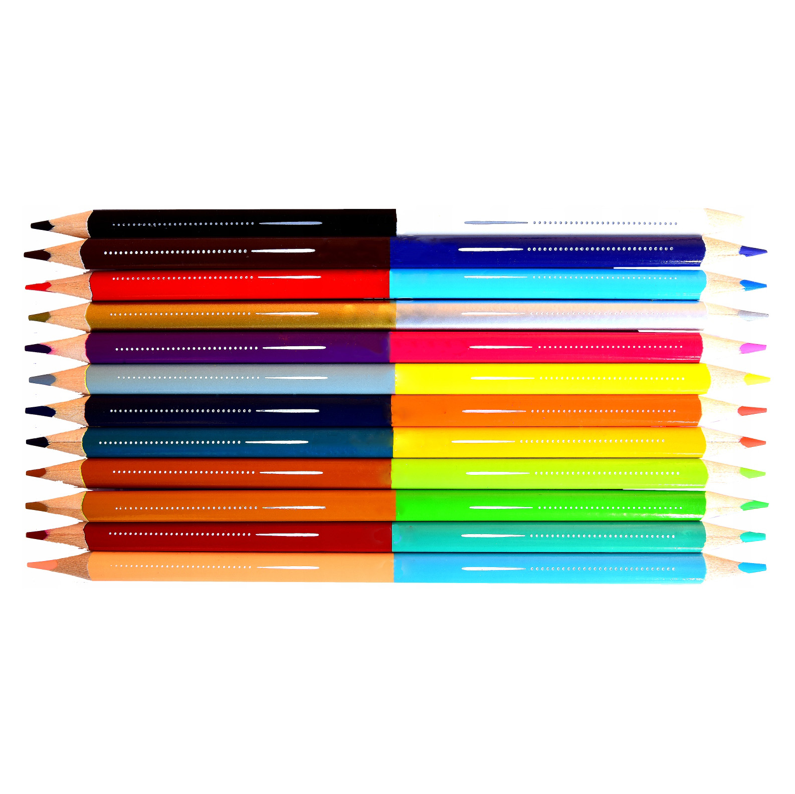 Set creioane colorate 2 cu capete, Zola, 12bucati, 24 de culori ...