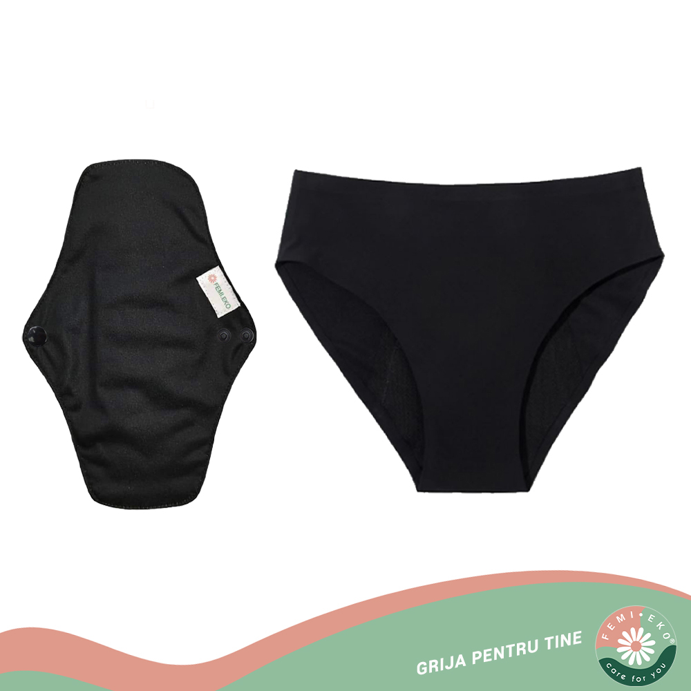 Set pentru menstruatie Safe All day, FEMIEKO, chiloti XS si absorbant M ...