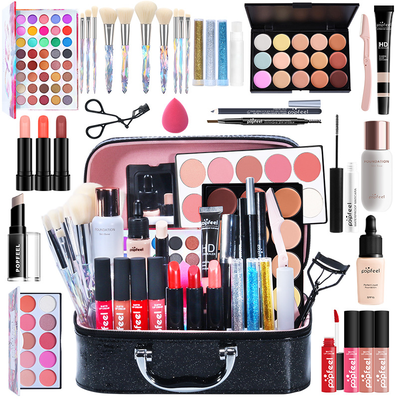 Set de machiaj complet Profesional 34 piese Multicolor, All in One Make ...