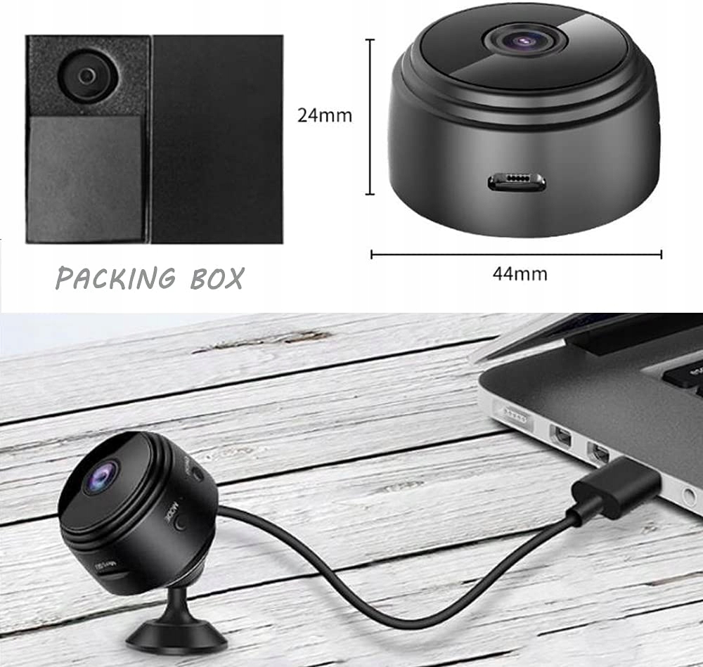 Mini camera spion, Zola®, cablu micro USB 50 cm, suport de prindere ...
