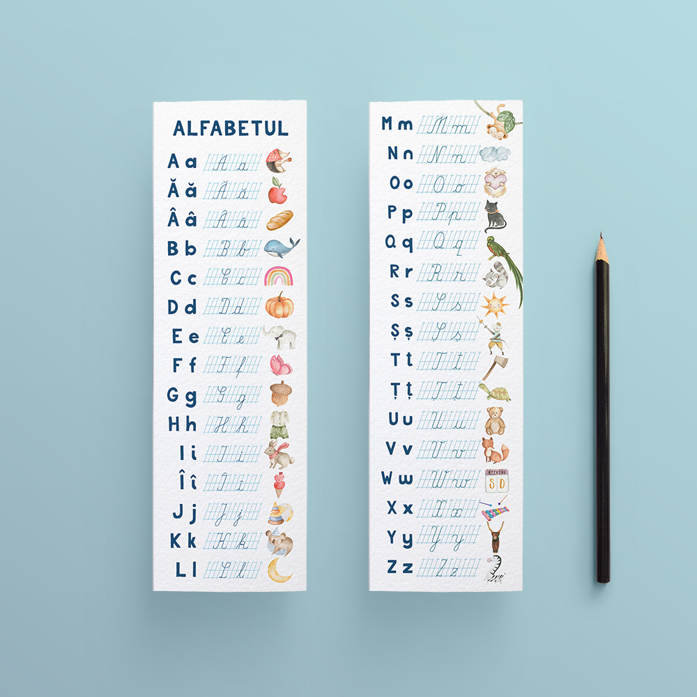 Set 24 semne de carte cu literele alfabetului in limba romana, Alphabet ...