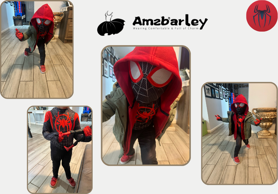 Costum carnaval Spider-Man Miles Baieti Set, Marvel, Cu cagula ...