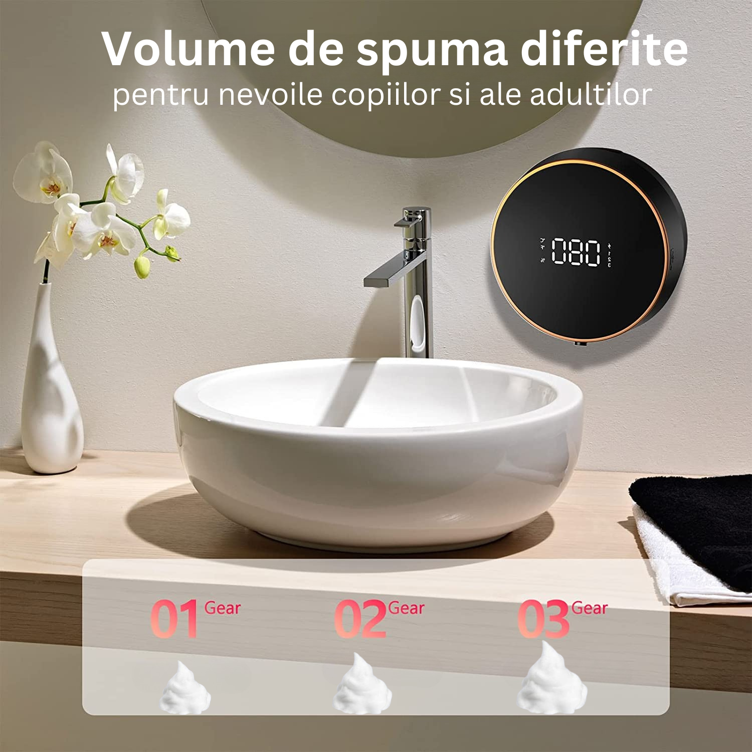 Dispenser sapun cu senzor de miscare, fara atingere, prindere de perete ...