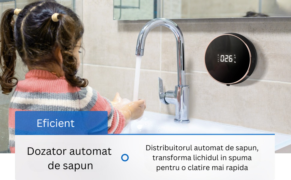 Dispenser sapun cu senzor de miscare, fara atingere, prindere de perete ...