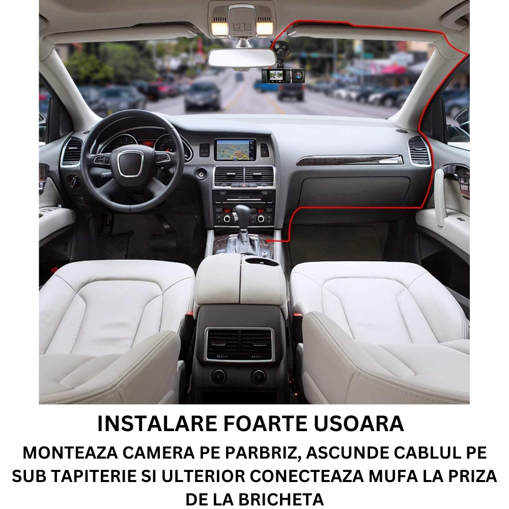 Camera auto DVR duala, AlexVerity, Full HD, Rezolutie 1080p, Ecran LCD ...