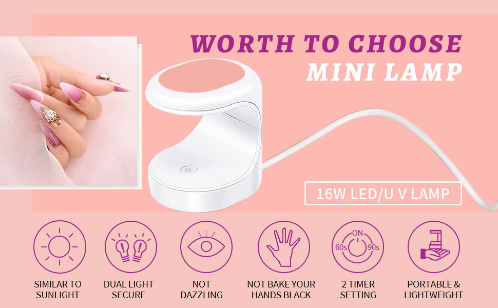 Mini lampa UV LED, Portabil, 16W, 50x60x61 mm, Alb - eMAG.ro