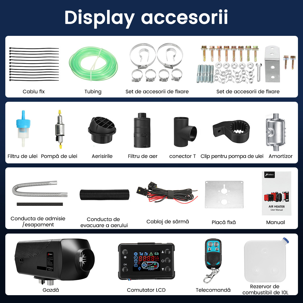 Incalzitor, HCalory, Incalzire Stationara, 12V, 5-8 kW, Rezervor ...