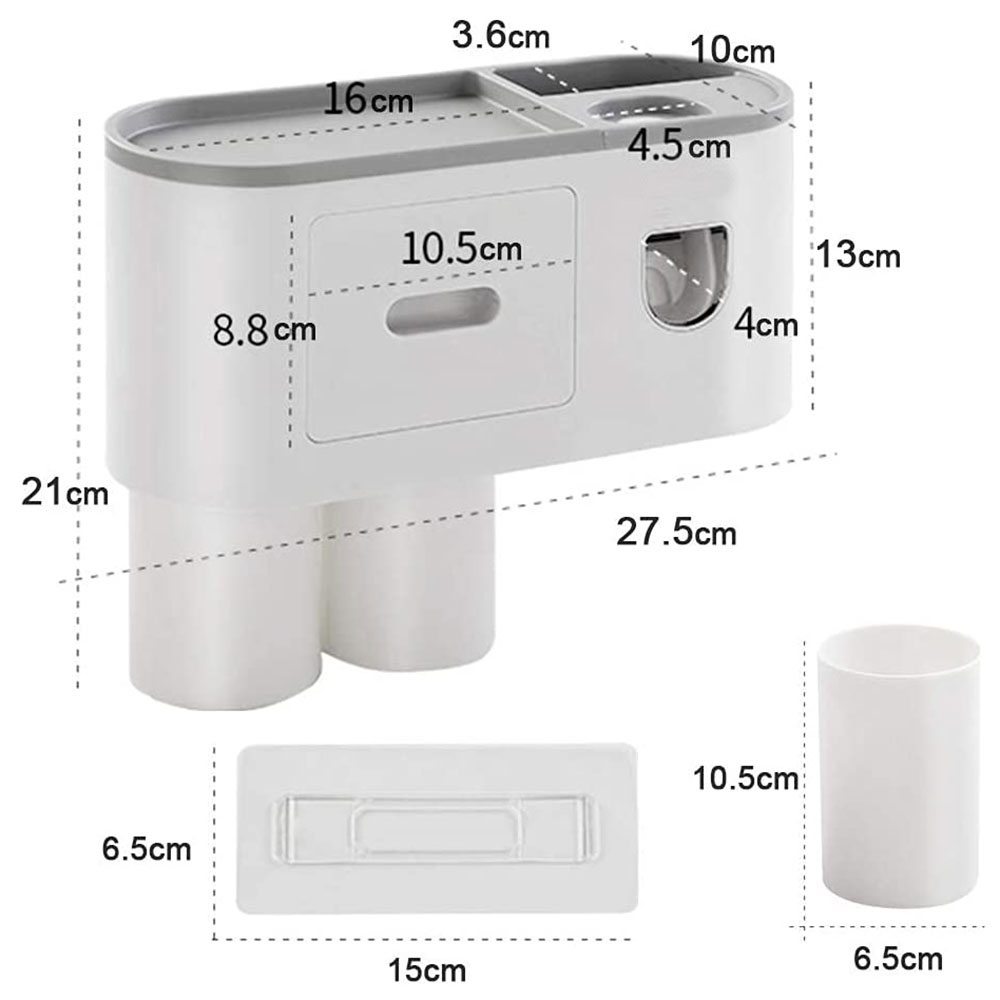 Dispenser Pasta de Dinti SIKS, cu Doua Pahare Magnetice Incluse, Suport ...