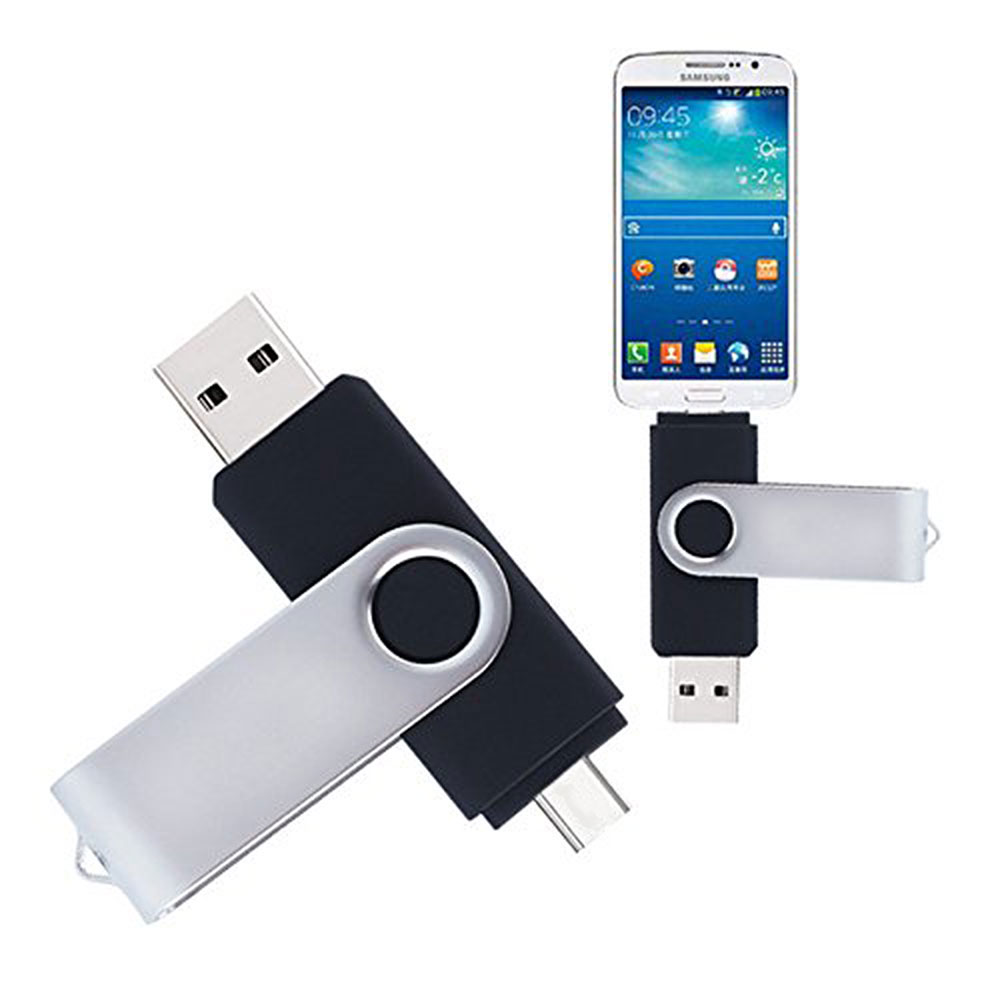 Stick Memorie SIKS, 64 GB, 2 IN 1, cu USB si Type-C, Rotativ 360⁰ ...