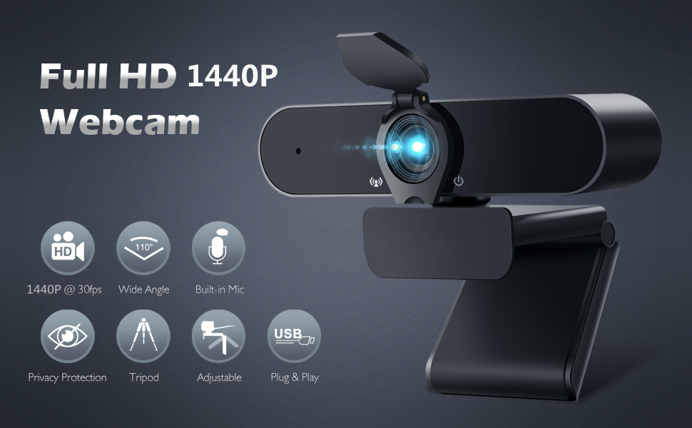 Camera Web, DYTIMEEM, KU112, Webcam Trigon 2K, Full HD 4MP, Rezolutie ...
