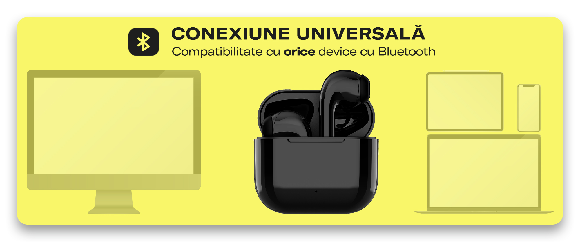 Casti wireless bluetooth, Zoopie® NEOplus, audio, in ear, fara fir ...