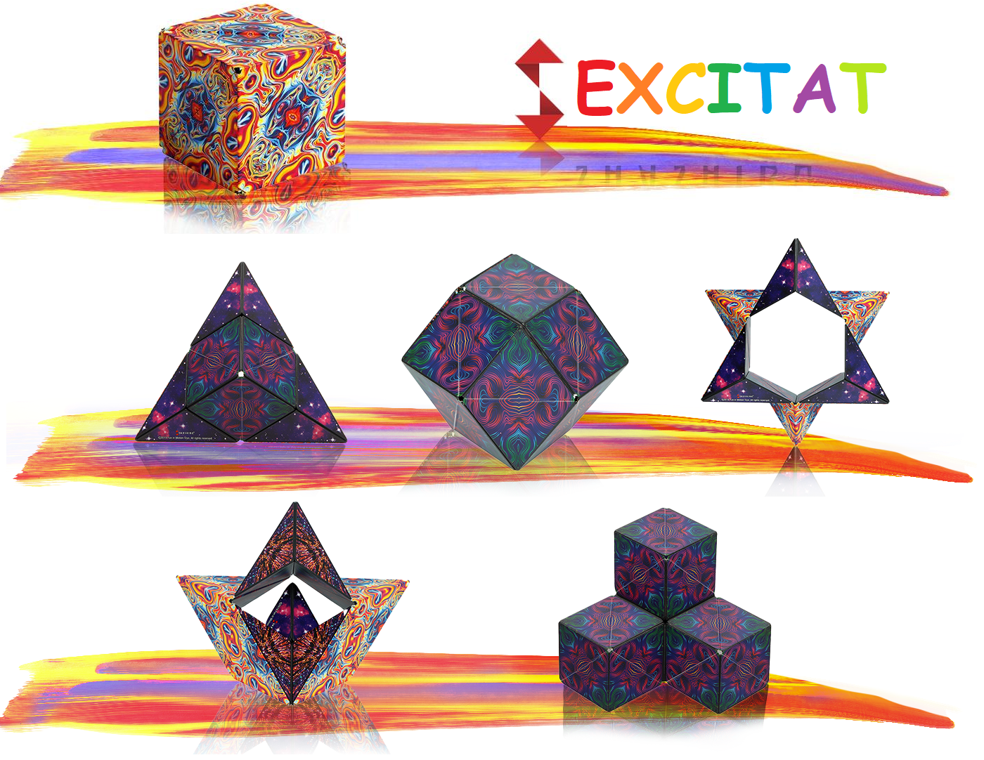 Set de 2 cuburi magnetice Sci-Fi EXCITAT - cu model si alb-negru - eMAG.ro