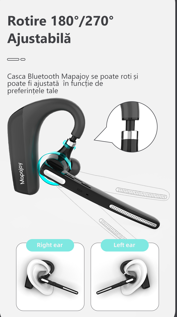 Casca Bluetooth Wireless Mapajoy, Bluetooth 5.0, Autonomie 100h, Sunet ...