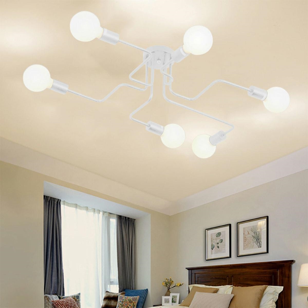 Lustra cu 6 brate metalice, Zola®, montare tavan, 230V, 60W, E27, alba ...
