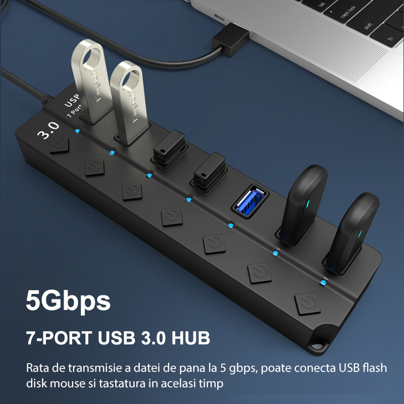 Hub USB 3.0, 4 in 1, comutator independent, HUB USB 4 porturi ...