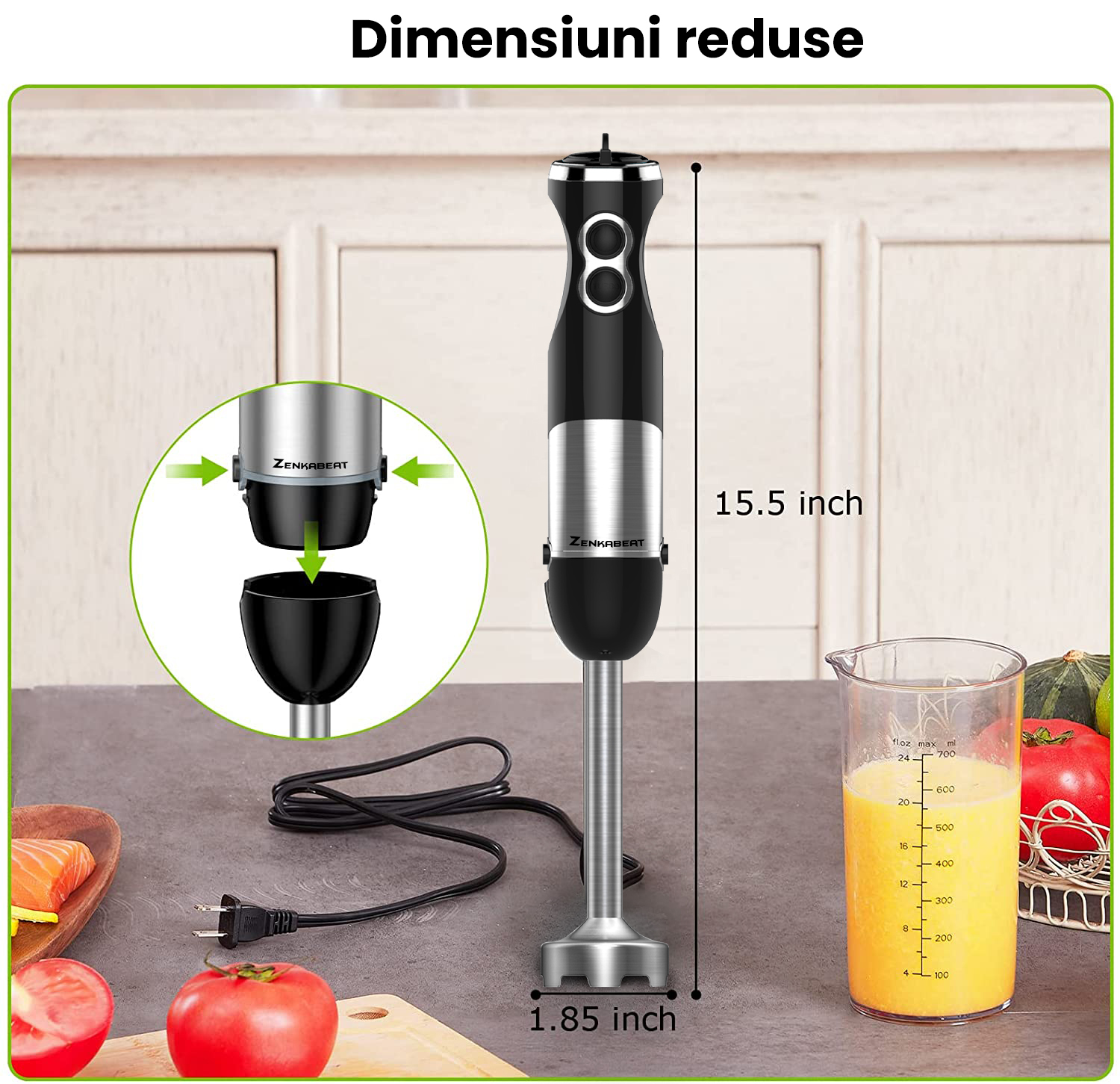 Пасатор Zenkabeat, B23, 4 в 1, Мощност 1000 W, 6 степени на скорост ...