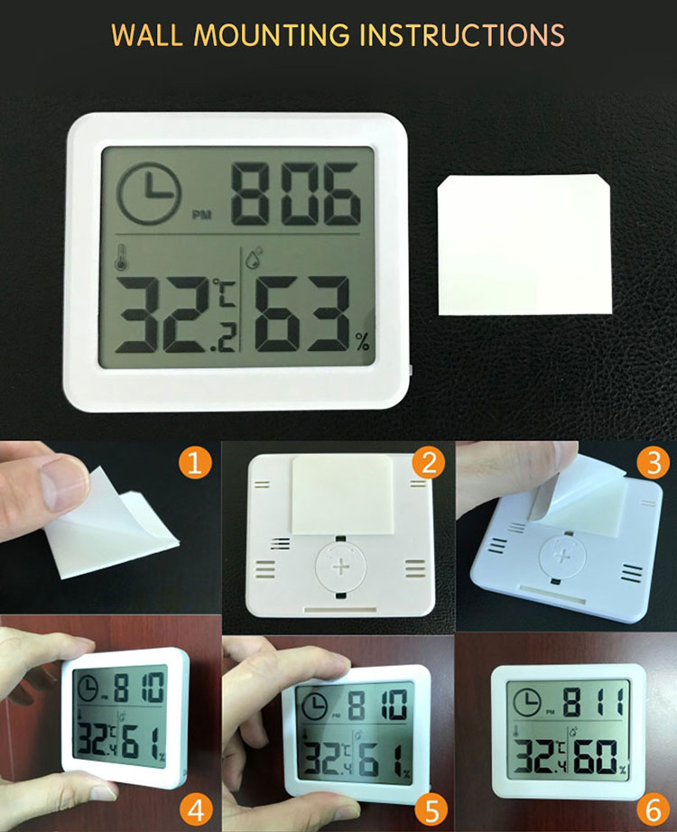 Termometru si higrometru de camera, KINSI, HD 3.2 inch, citire 10s, alb ...