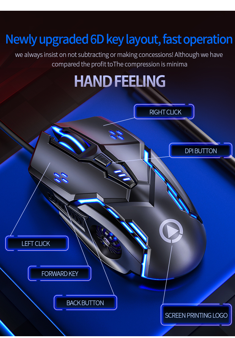 KINSI Gaming egér, vezetékes, USB, 7 fényeffektus, 3200 dpi, fehér ...