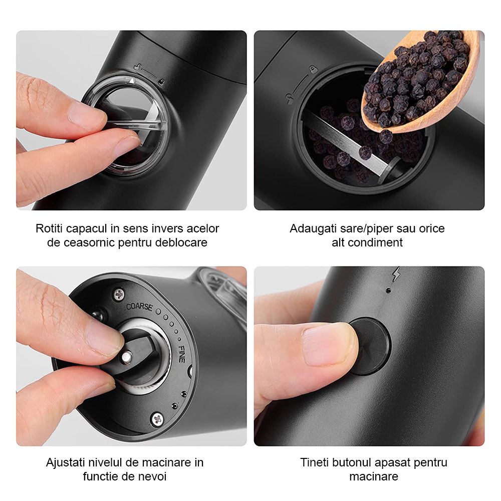 Set 2 Rasnite Electrice SIKS Pentru Sare, Piper Sau Alte Condimente ...