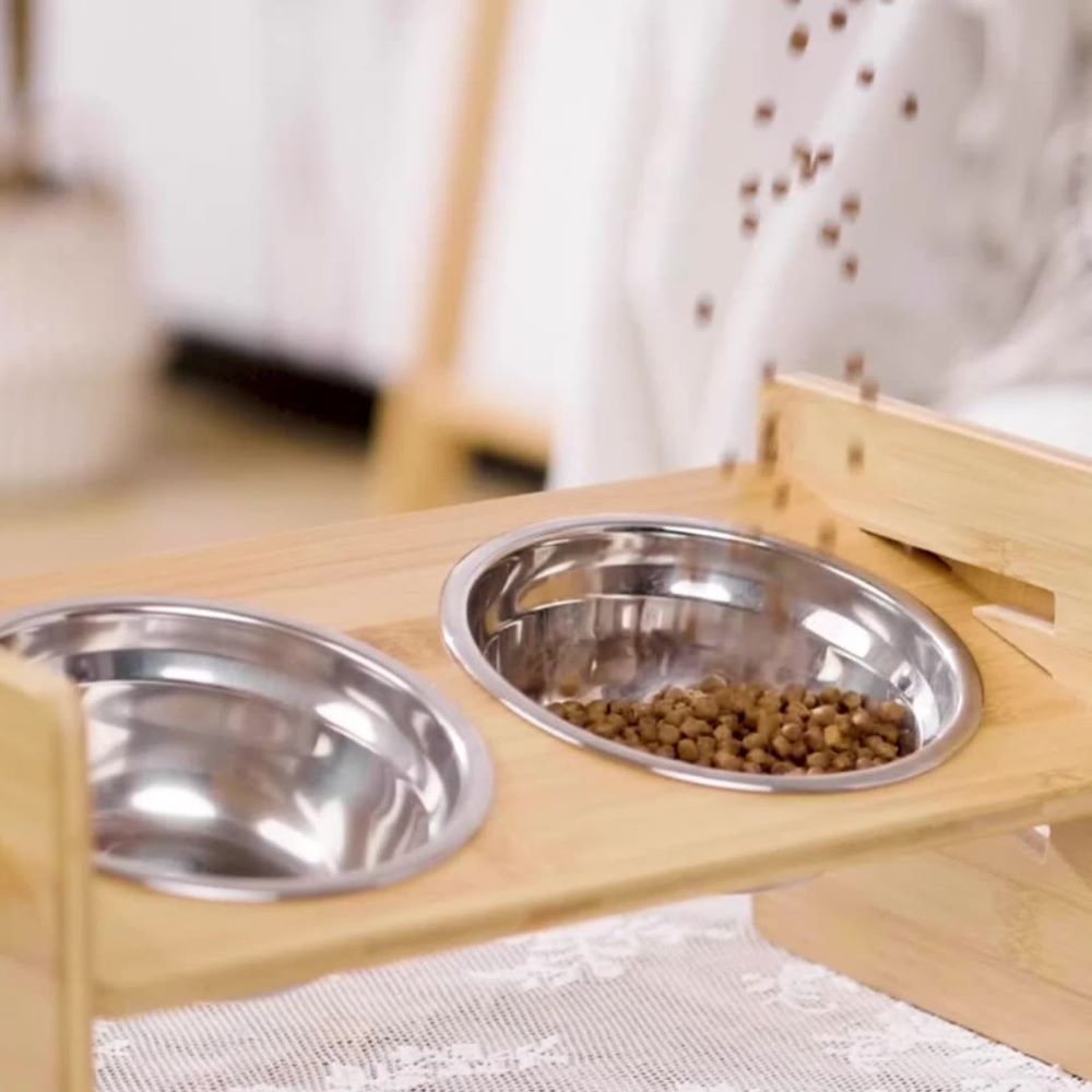 Set castroane din inox cu suport reglabil din bambus, potrivit ...