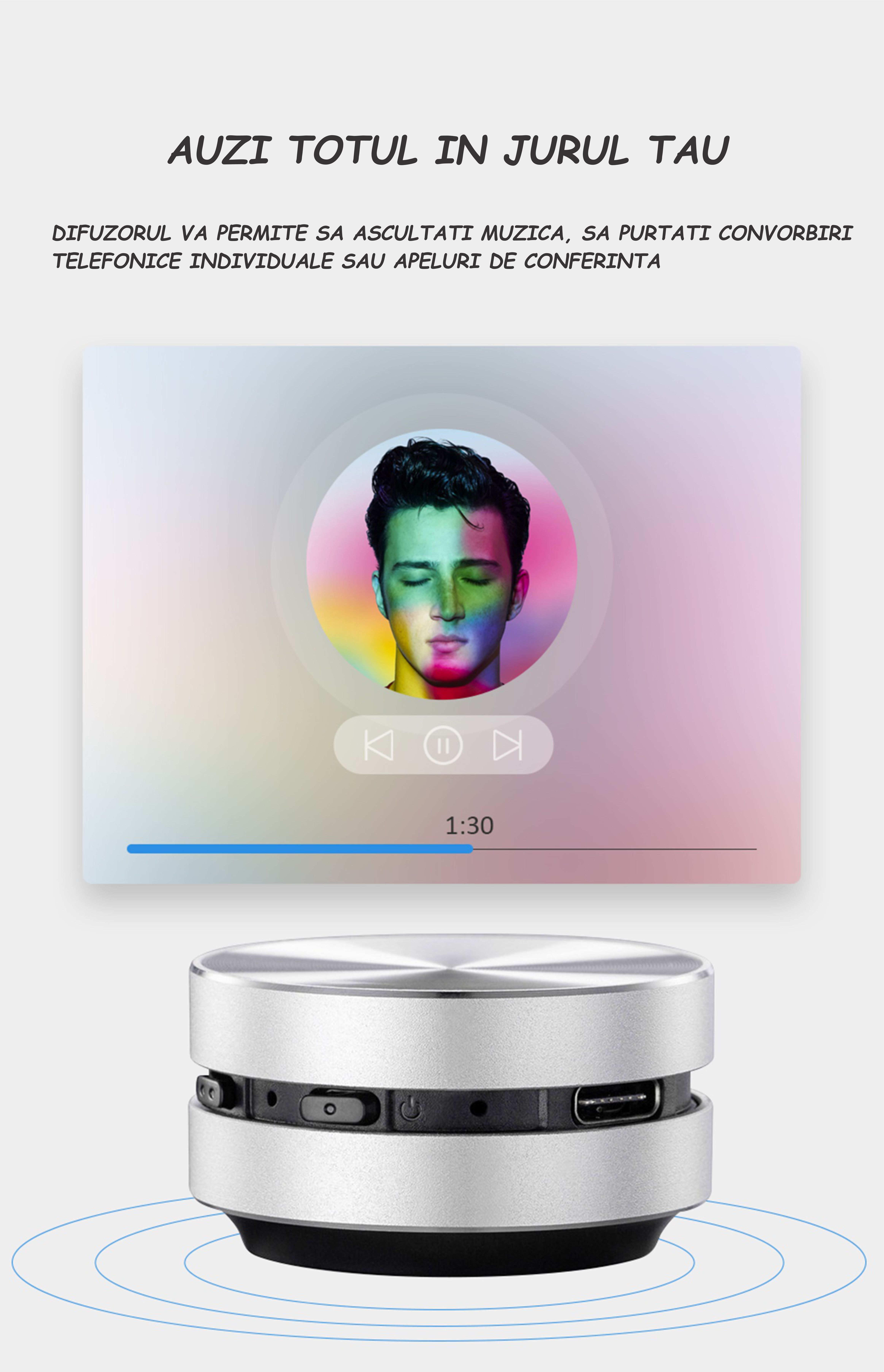 Mini boxa Wireless Bluetooth fara fir rezistent la apa, boxa cu ...