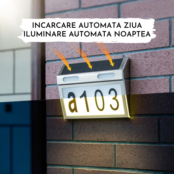 Lampa solara LED numar casa, otel inoxidabil IP 65, 3 moduri de ...