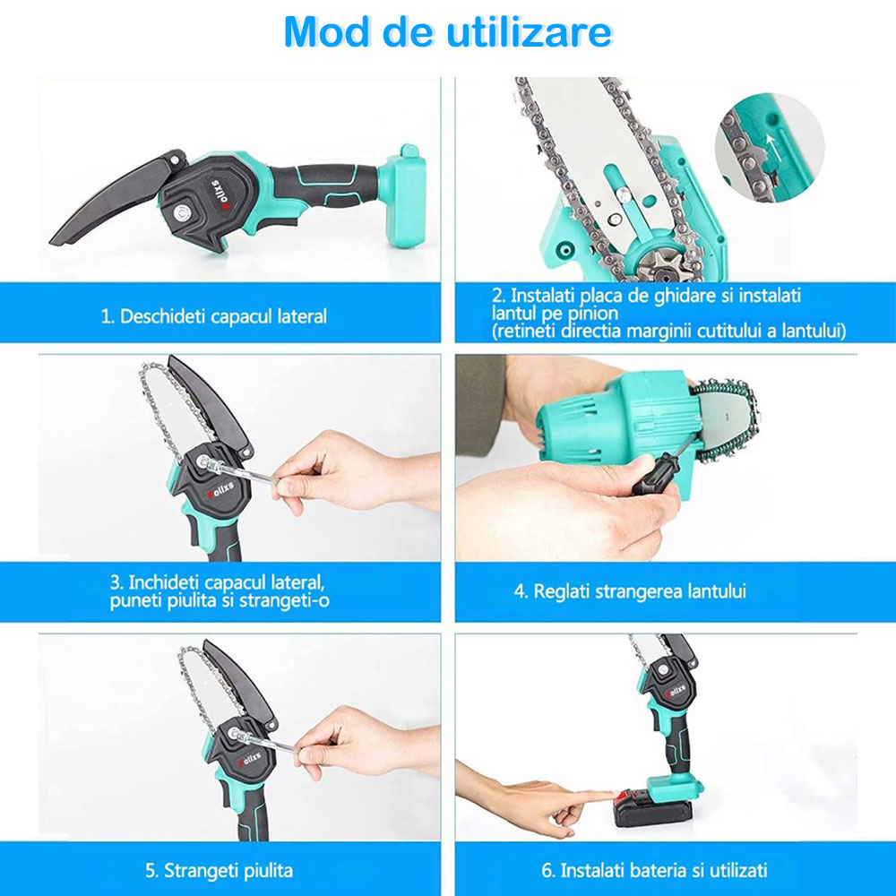 Mini Fierastrau Electric GREATON pentru Taiat Lemne, Portabil, Fara Fir ...