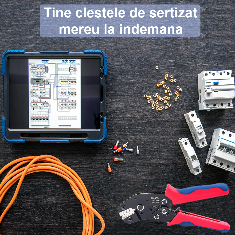 Cleste sertizat, pentru cabluri electrice, cu 1200 conectori, cu ...
