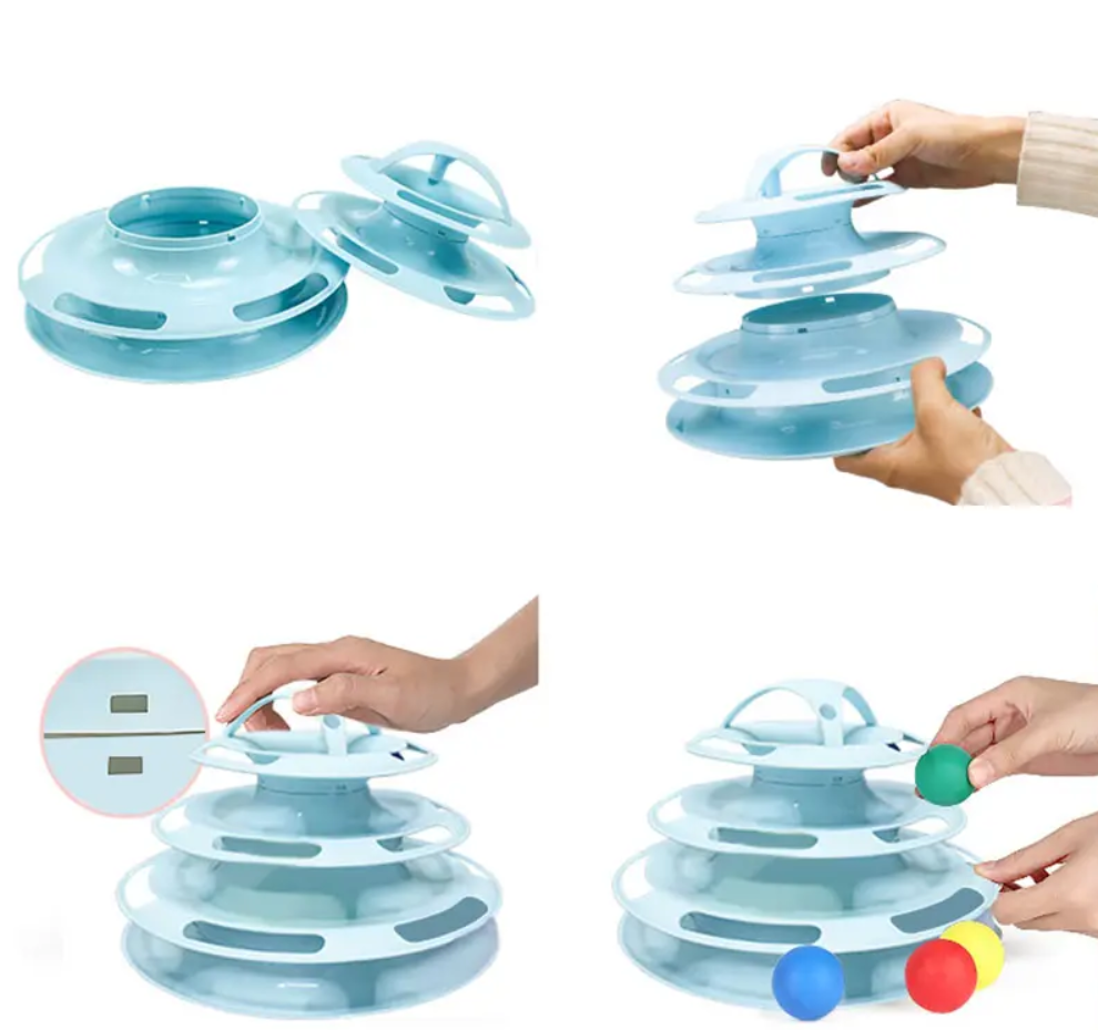 Jucarie interactiva pentru pisici, Zola®, turn cu bilute colorate ...