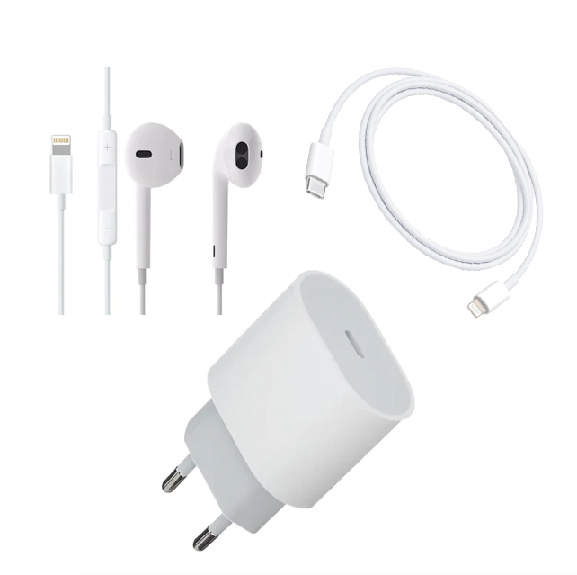 Set 3 in 1 Casti Audio cu microfon si taste volum pe fir, Incarcator si ...