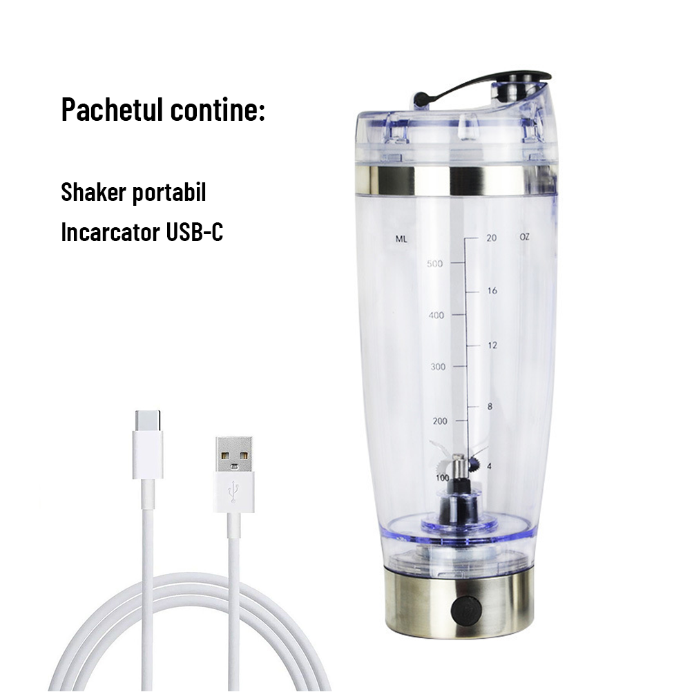 Shaker electric portabil 600 ml cu incarcare USB - eMAG.ro
