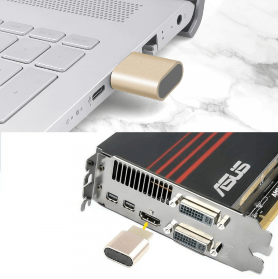 Zola HDMI Emulátor Adapter, GPU indítás monitor nélkül, 4K felbontás ...