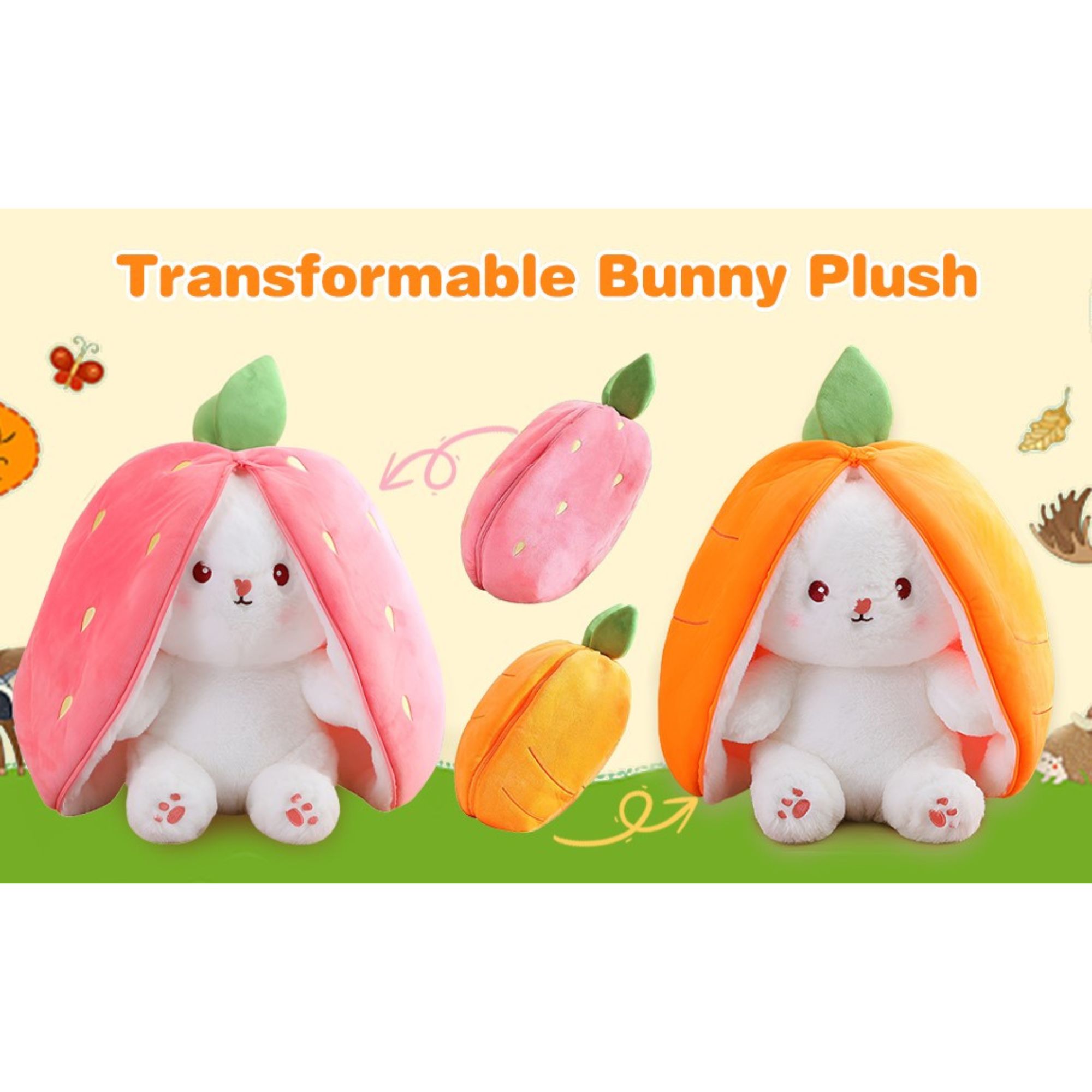 Jucarie de plus 2 in 1, Reversibila, Iepurasul Morcovel LUXEMATE®, 50 ...