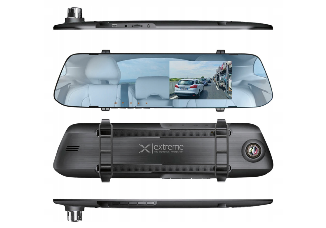 Set Oglinda retrovizoare cu camera frontala HD 1080p si camera spate ...