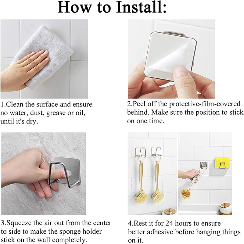 Suport pentru burete autoadeziv, SOOYE®, universal, otel, 5x5cm, 6 ...