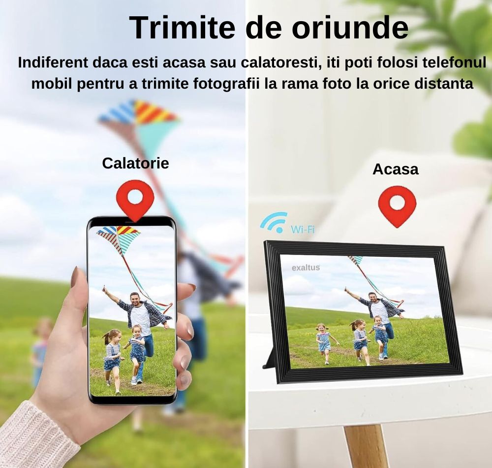Rama foto digitala Exaltus®, 10.1 inch, aplicatie Frameo, Android 11 ...