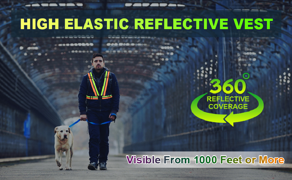 Bretele reflectorizante ajustabile, elasticePOOYE®, ciclism/alergari ...