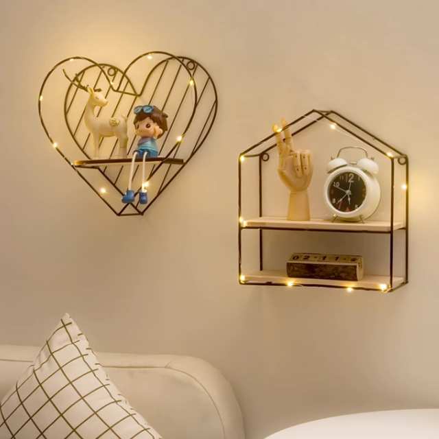 Modern dekoratív polc nappali, hálószoba, szív alakú, falra akasztható ...