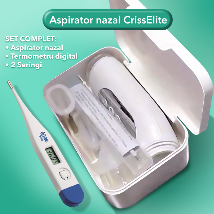 Aspirator nazal electric CrissElite pentru copii si bebelusi, cutie ...