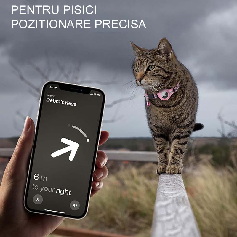 Zgarda pentru pisici, Clopotel, Lungime reglabila, Suport sistem gps ...