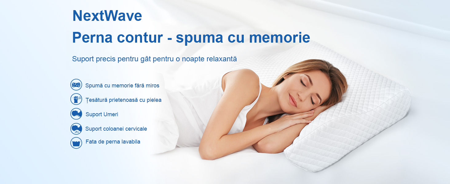 Set 2 perne ortopedice pentru dormit NextWave™, Spuma cu Memorie ...