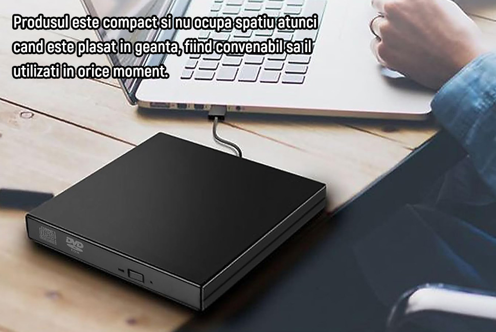 Unitate optica CD DVD extern, Vaxiuja, Plug and play, USB2.0, CD-RW ...