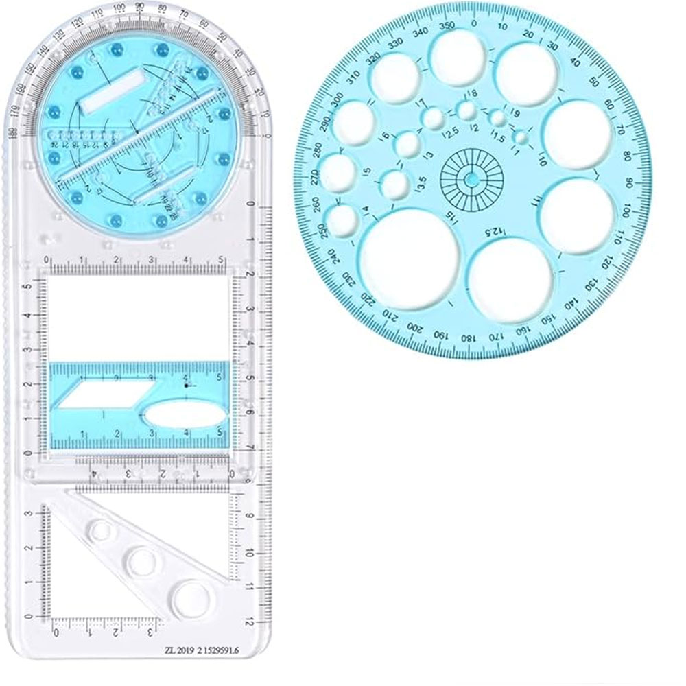 Set 2 Rigla de desen multifunctionala, JENUOS庐, Protractor, 4 in 1 ...