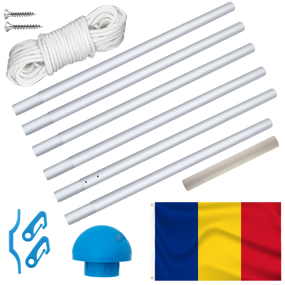 Stalp pentru steag, cu drapelul Romaniei, Timeless Tools, drapel cu ...